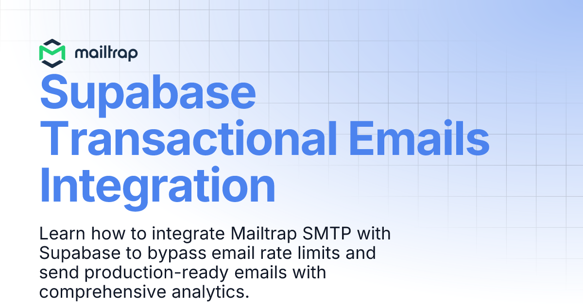 Supabase Transactional Emails Integration | Guides | Mailtrap Help Center